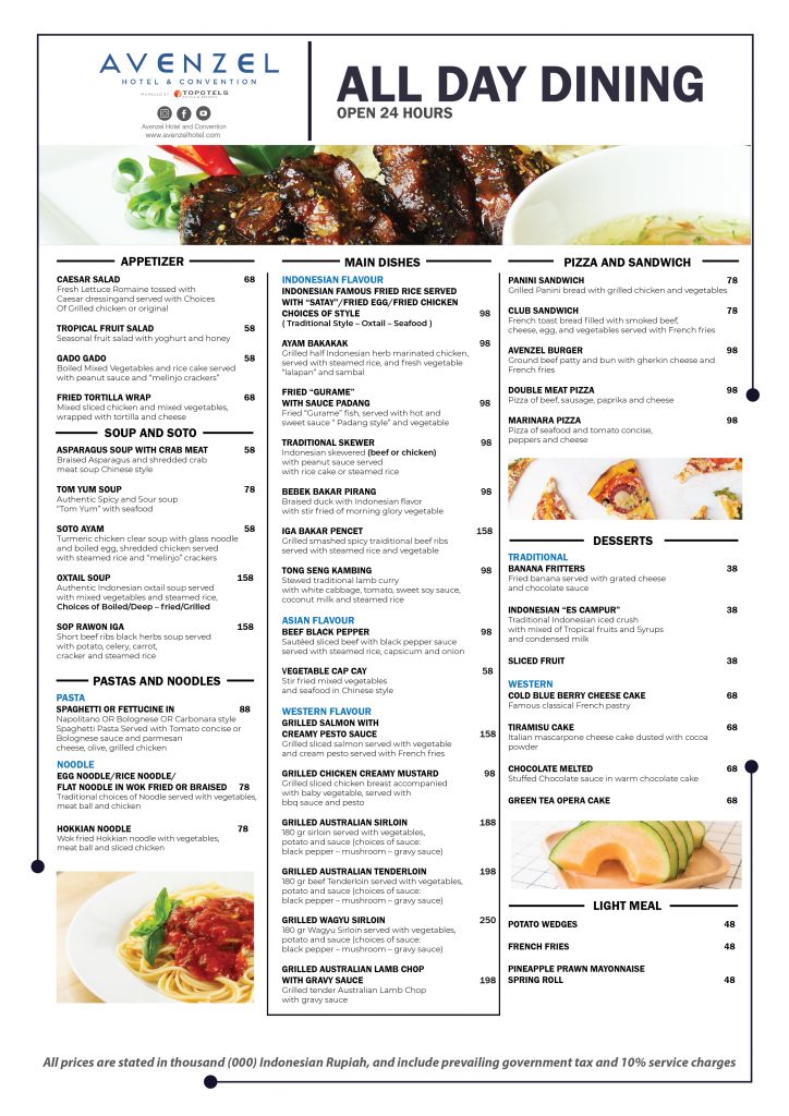 All Day Dining | Avenzel Hotel & Convention